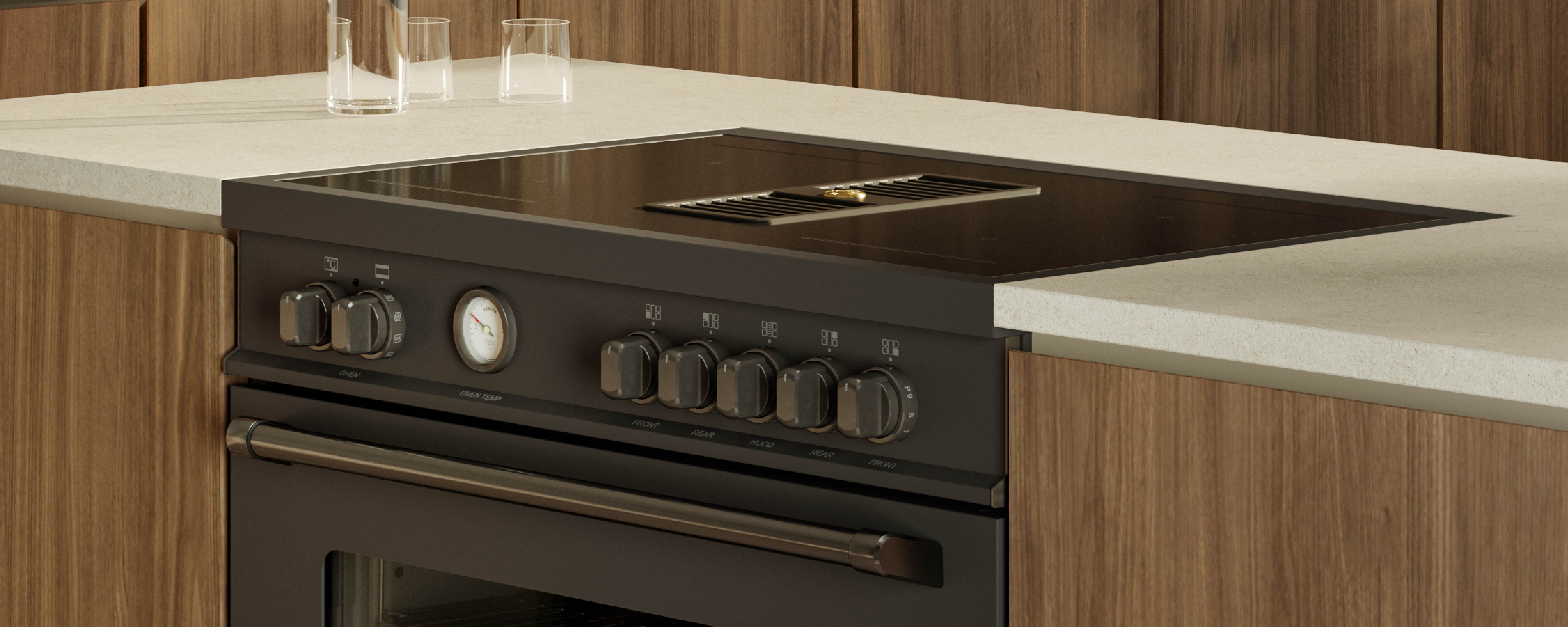 90 cm Air-Tec cooker with induction top and integrated hood, electronic ...
